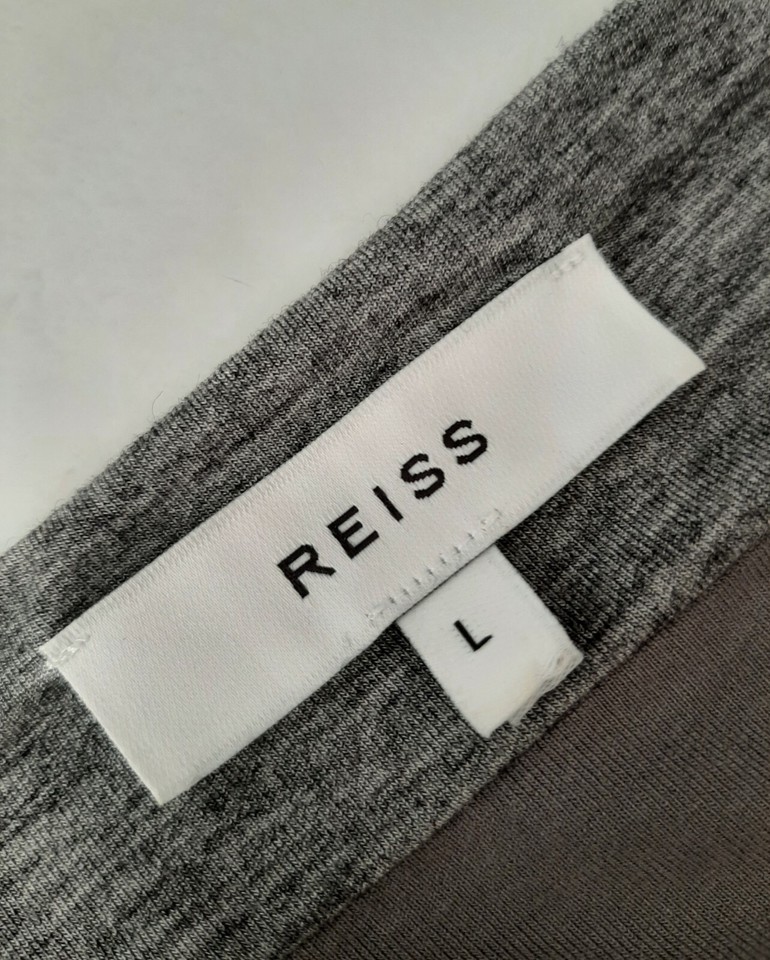Reiss Sara Grey Long Sleeved Ruched Wool Jersey Bodycon Midi Dress Size ...