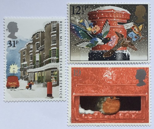 Christmas Post Boxes Collection - Snow Robin Postman Stamps x3 - MNH | eBay