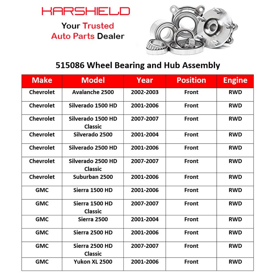 2 RWD Front Wheel Bearing Hub Assembly for GMC Sierra 2500 | Sierra ...