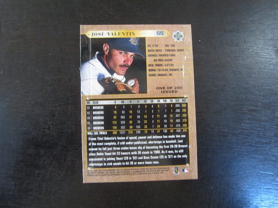 1997 Topps Gallery Players Private Issue # PPI 135 Jose Valentin Card ...