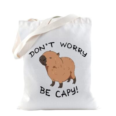 Capybaras Tote Bag Animals Theme Gift Funny Don’t Worry Be Capy Tote ...