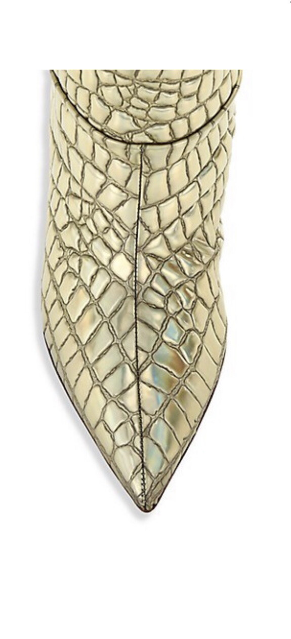 Aquazurra Boreal Metallic Gold Croc-Embossed Over-The… - Gem