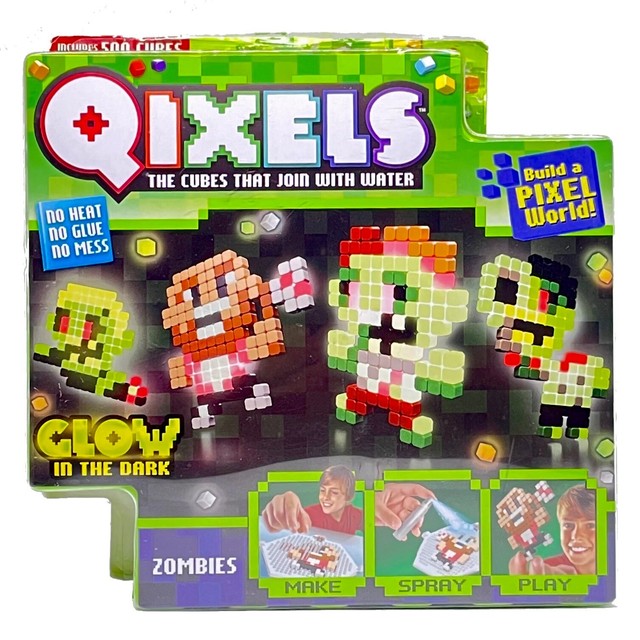 Qixels Glow in The Dark Zombies 500 Cubes 4 Moose Toys Great Gift for ...