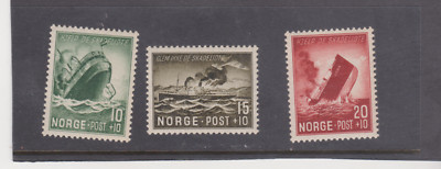 Norway Scott #B35-B37 MNH 1944, NK 322-24, Ship sinking, Surtax set Mi ...