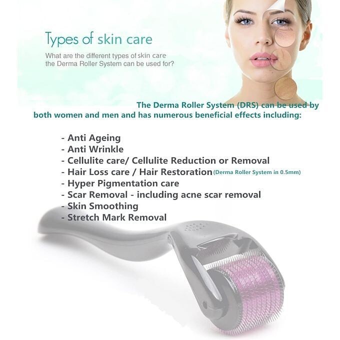 DERMA SKIN ROLLER 540 TITANIUM MICRO NEEDLE ANTI AGEING HAIR ...