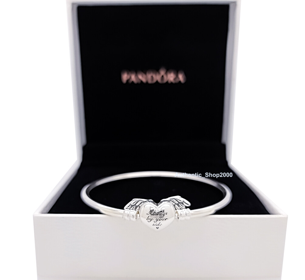NEW Authentic PANDORA 925 Silver Winged Heart Bangle Charm Bracelet ...