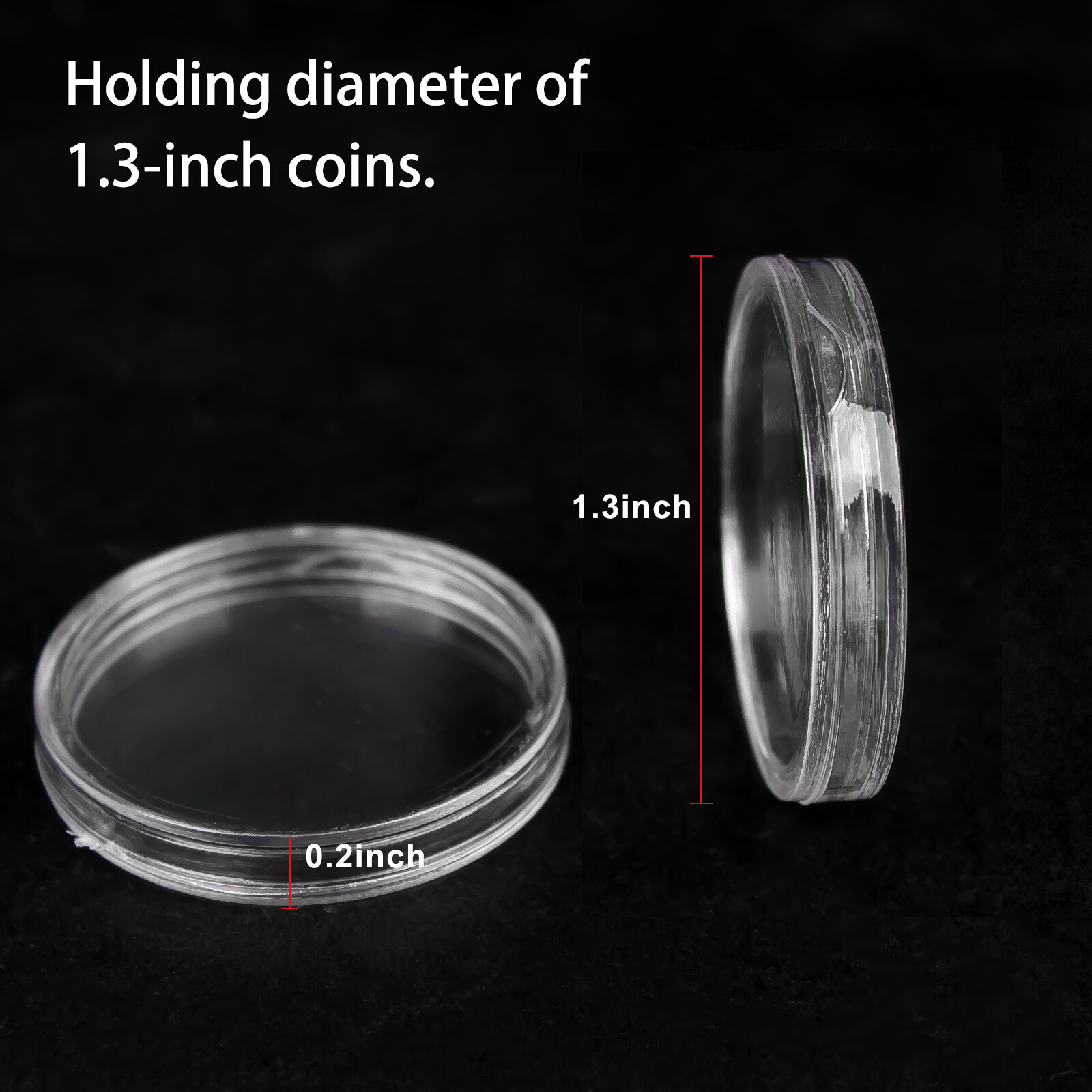 100PCS 30mm Silver Gold Coin Cases Capsules Holder Clear Plastic Round ...