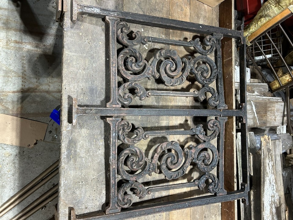 Antique Railing Cast Iron Newel Posts, Frame, Panels Architectural ...