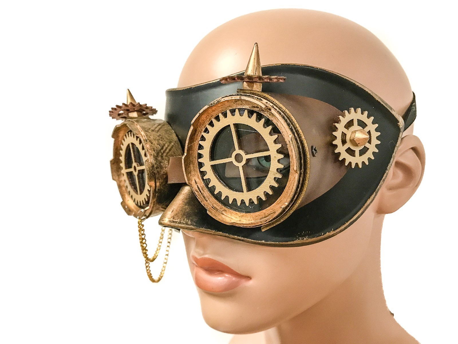 Steampunk Gear Goggles Mask Chain Leather Spike Masquarade Cosplay ...