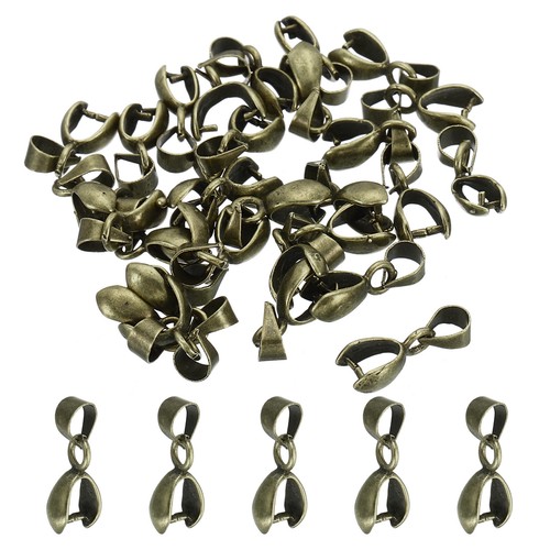Pendant Bail Clips, 30Pcs 5x14mm Metal Pendant Clasp Buckle Bronze Tone ...