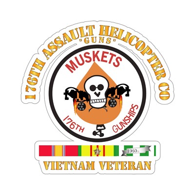 Kiss-Cut Stickers - 176th Gunships (Muskets) - Guns - Vietnam Vet w SVC ...
