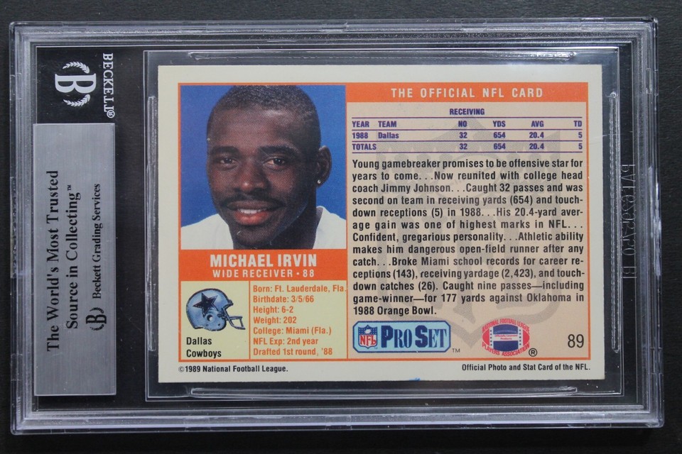 Michael Irvin Signed 1989 Pro Set Autograph Rookie RC Signed Card #89 ...