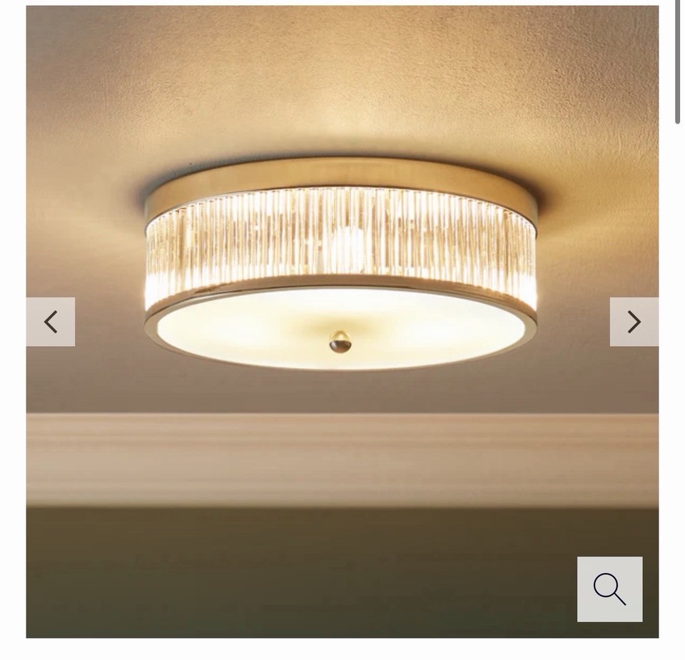 Round Roddy Ip44 Flush Ceiling Light In Brass and Glass | eBay UK