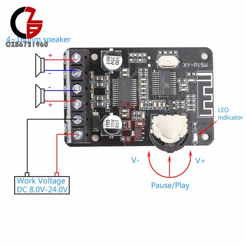 12V/24V 10W 15W 20W Stereo Bluetooth Receiver Module Power Amplifier ...