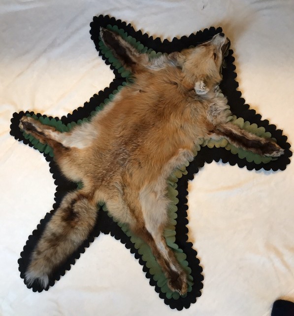 Vintage RED FOX TAXIDERMY RUG, MOUNT WITH HEAD - PELT, FUR, SKIN, HIDE ...
