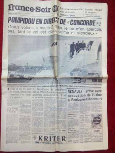 FRANCE-SOIR : SAMEDI 8 MAI 1971 - POMPIDOU EN DIRECT DU CONCORDE | eBay