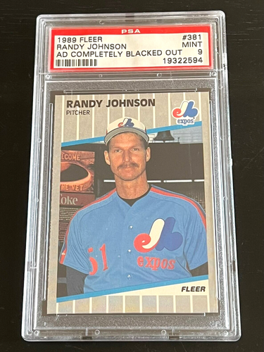 1989 FLEER #381 RANDY JOHNSON ROOKIE PSA 9 COMP BLACKED OUT -WE COMBINE ...