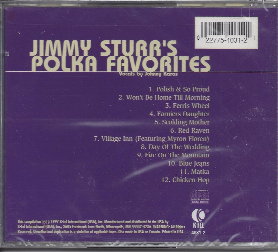JIMMY STURR "Polka Favorites" NEW SEALED POLKA CD Last one left ...