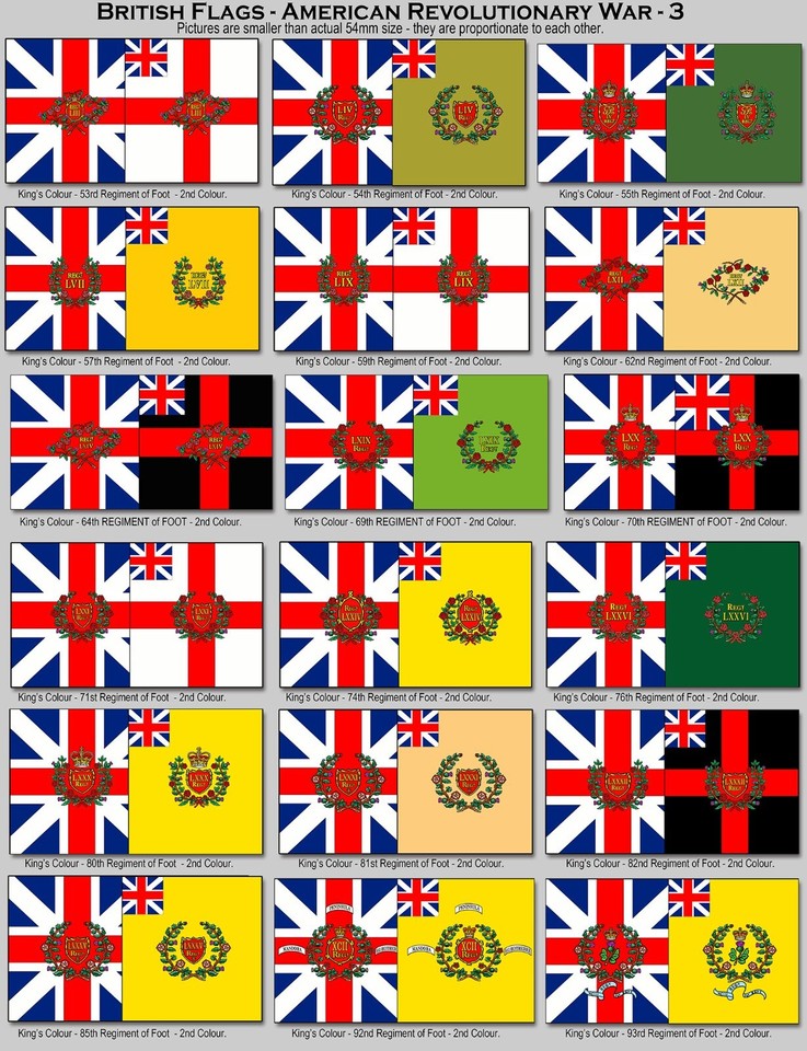 FIVE FLAGS US Revolutionary War - YOUR CHOICE of 5 (54mm Size OR 28mm ...