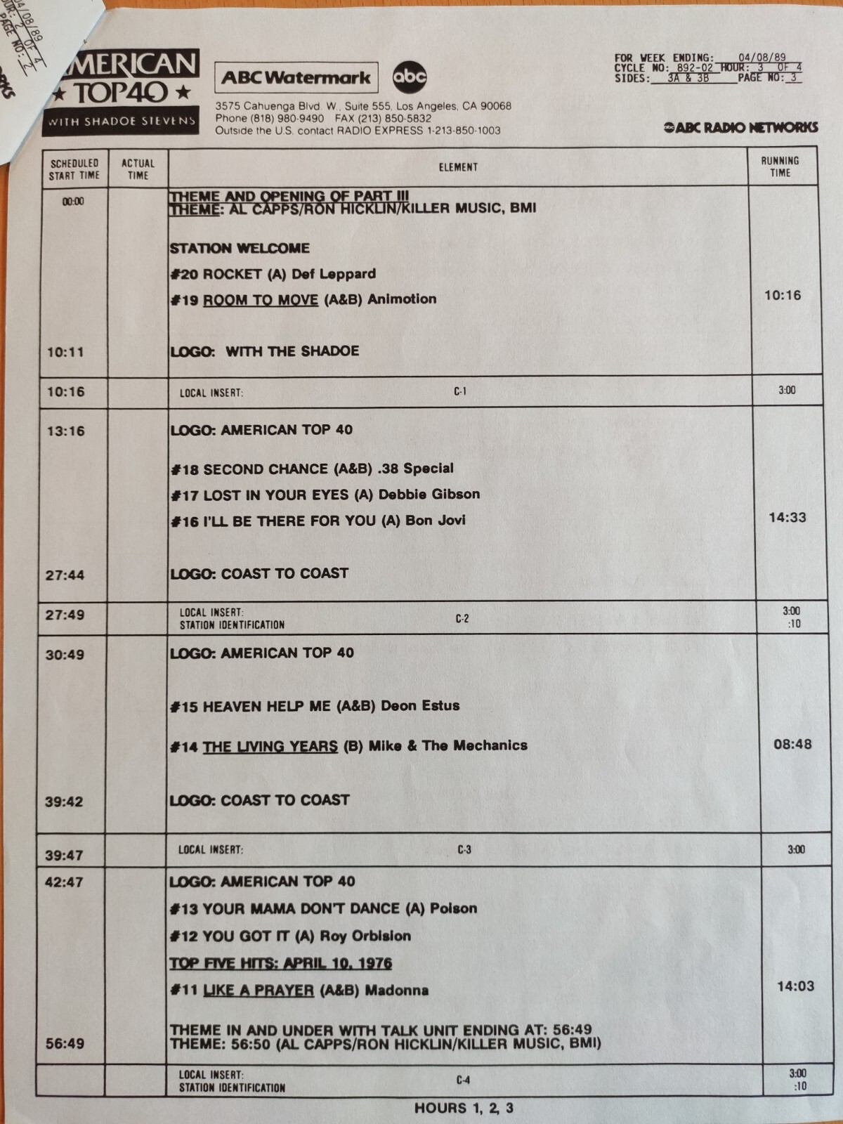 AMERICAN * TOP40 * WITH SHADOE STEVENS AT40 4xPROMO VINYL Show #14 ABC ...