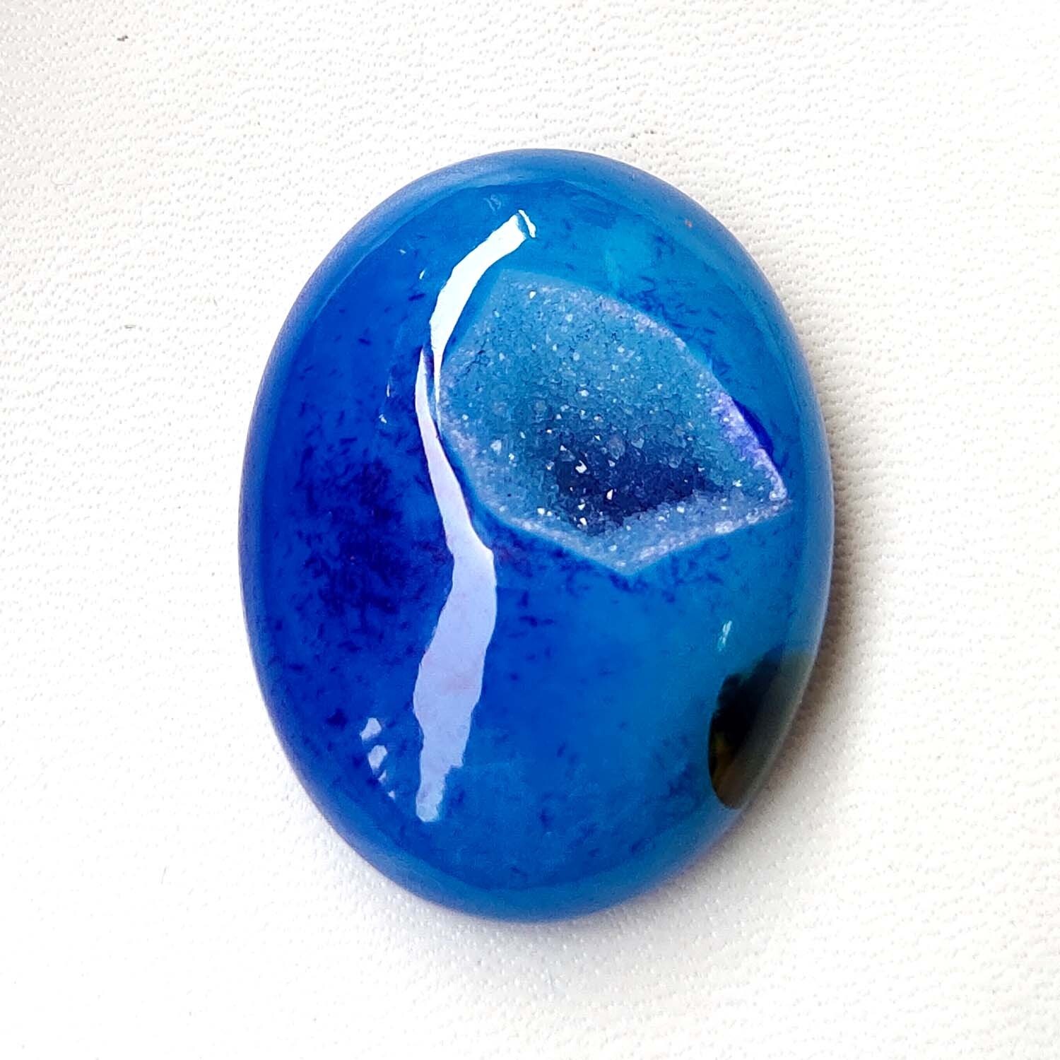 Blue Onyx Agate Druzy Geode Cabochon Oval Loose Natural Gemstone 110 ...