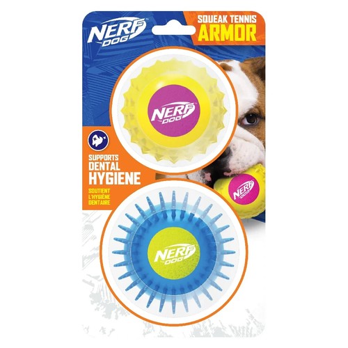 Nerf Armor Dog Toy Ball Set - Twin Pack Yellow/Pink and Blue/Green | eBay