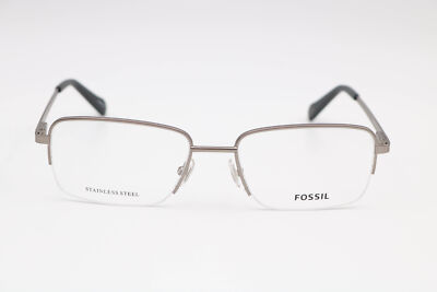 Fossil Fos7092/G R81 Matte Ruthenium Rectangle Eyeglasses Frames 54-18 ...