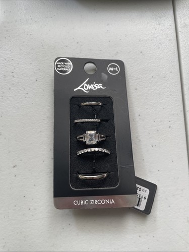 Lovisa Set Of 5 Rings- Size M-L-Cubic Zirconia- New With Tag | eBay ...