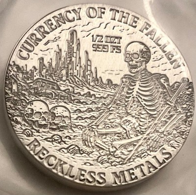 Rare RECKLESS METALS - THE LAST EMBER CURRENCY SKULL SKELETON 1/2 OZ ...