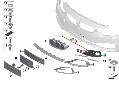BMW 4 F32 Nebelscheinwerfer Luxus Line Grille 51117309621 2016 Neu ...