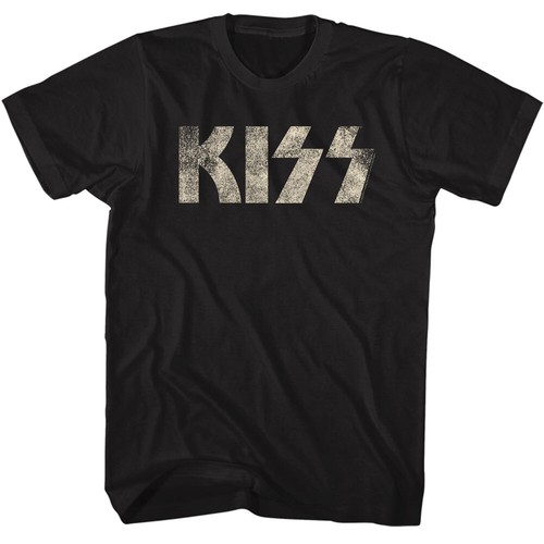 Kiss White Chalk Distressed Logo Men's T Shirt Rock Music Band Merch | eBay