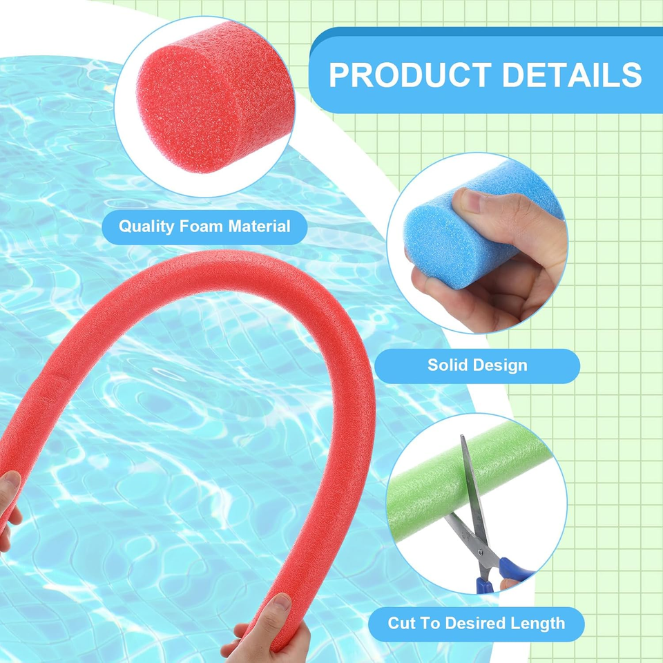 12 Pcs 1.5 X 30 Inch Pool Swim Noodles with Tapes Foam Pool Noodles ...