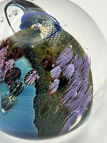 Vintage 1990 Josh Simpson Paperweight Art Glass Inhabited Planet SIGNED ...