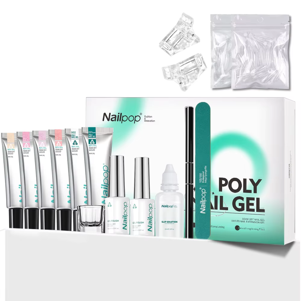 Poly Nail Extension Gel Kit - 6 Colors with Brush and Slip Solution | eBay