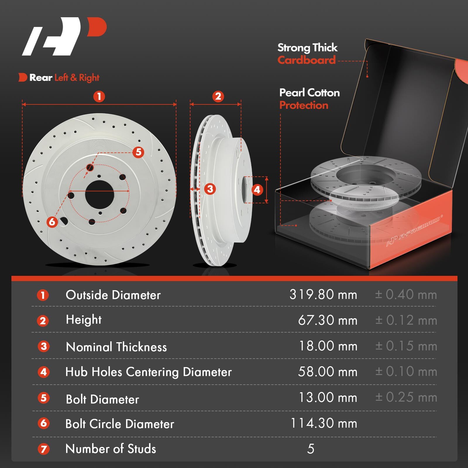 Rear Drilled Brake Rotor + Ceramic Pad for Subaru Tribeca 08-14 B9 ...