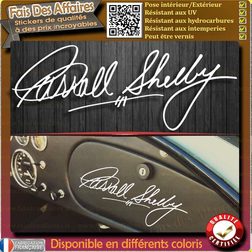 stickers Autocollant signature Carroll Shelby FORD COBRA MUSTANG AC ...