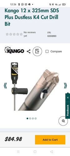 Kango 12 x 325mm SDS Plus Dustless K4 Cut Drill Bit | eBay