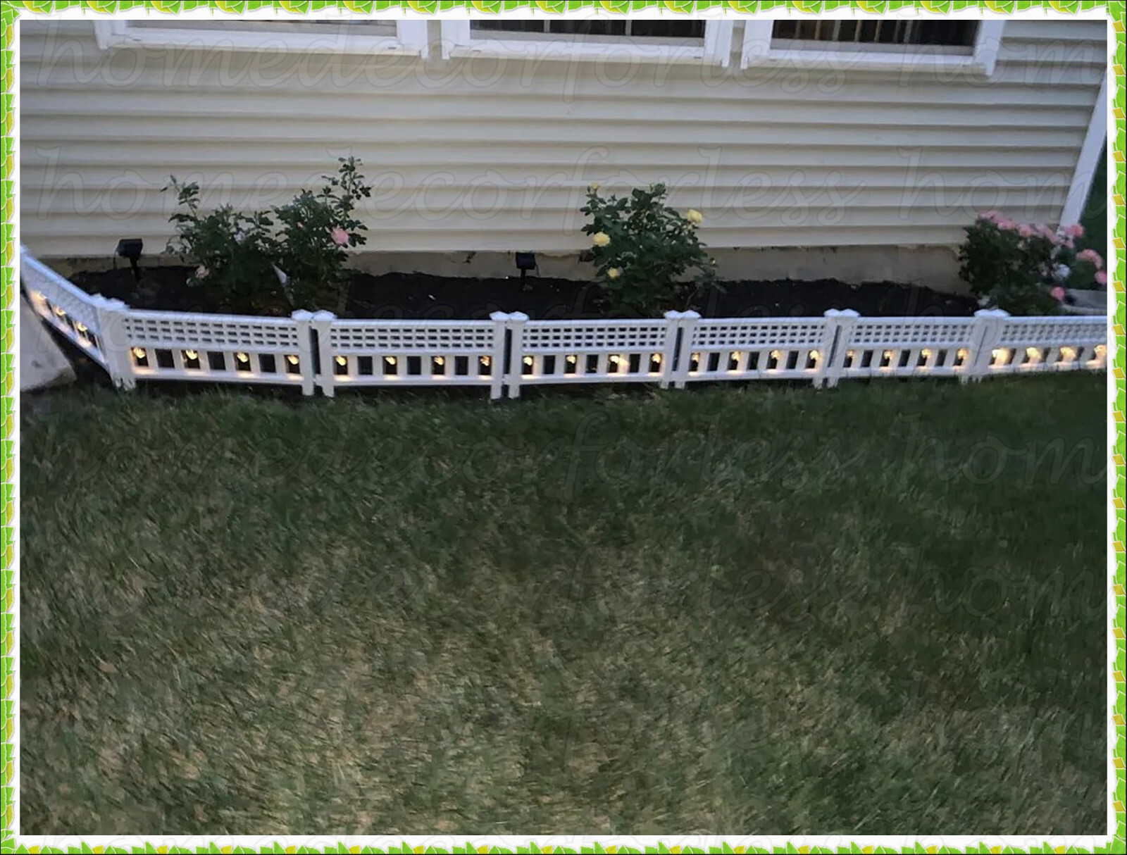 Set of 3 Solar Border Picket Fence Panels Flower Bed Light Pathway Edge ...