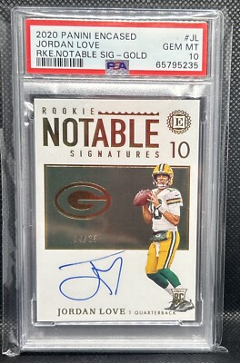 2020 Panini Encased Jordan Love Rookie RC PSA 10 Notable Auto Packers ...
