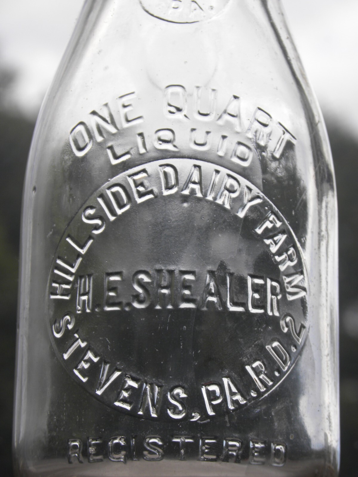 Milk Bottle - Quart - Hillside Dairy Farm - Shealer - Stevens Pa ...