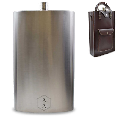 Engraved Novelty Giant 178oz Hip Flask with Hexagon Initials Design ...