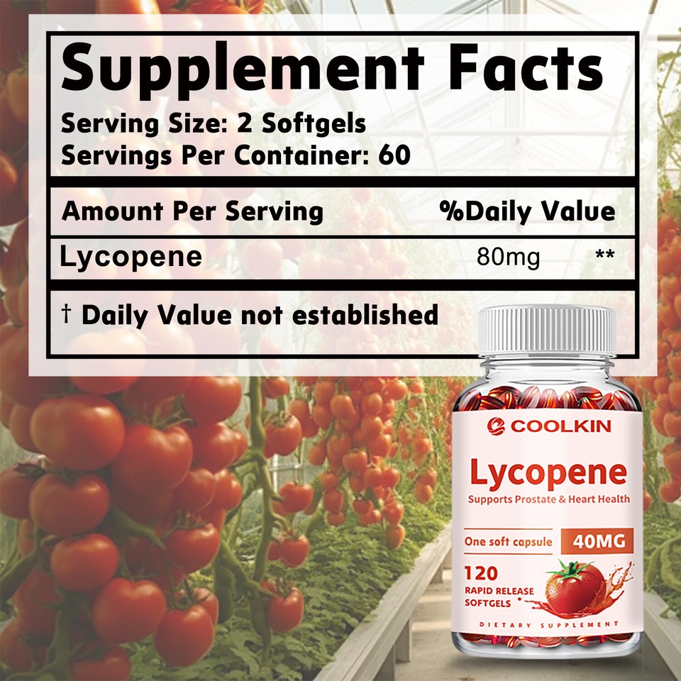 Lycopene Natural Antioxidant 40mg - Skin & Heart Health, Prostate ...