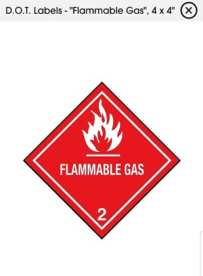 FLAMMABLE GAS Decal 4" x 4" - Hazard Sticker Warning Label DOT OSHA Man ...