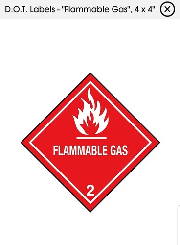 FLAMMABLE GAS Decal 4" x 4" - Hazard Sticker Warning Label DOT OSHA Man ...