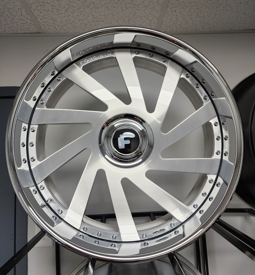 26" Inch Brushed Forgiato Twisted Concavo 5x115 5x120.7 XL Floating Cap ...