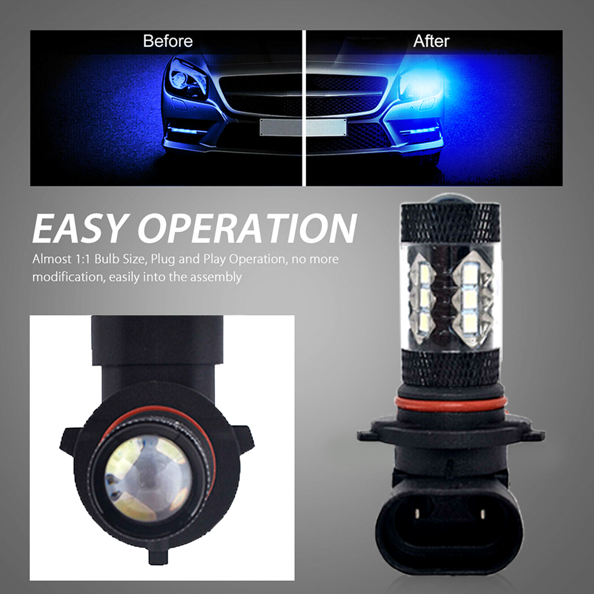 For Lexus ES330 2005-2006 -Front LED Headlight High & Low Beam + Fog ...