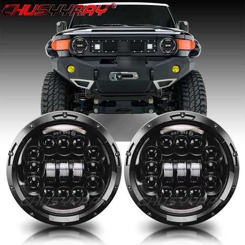 Fit FJ Cruiser 2007-2014 Pair 7'' Inch Round Driving Light Combo Hi/Lo ...