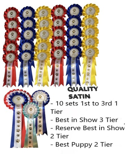 Dog Rosettes Pack 10 sets of 1st -3rd Best in Show, Res Best in Show ...