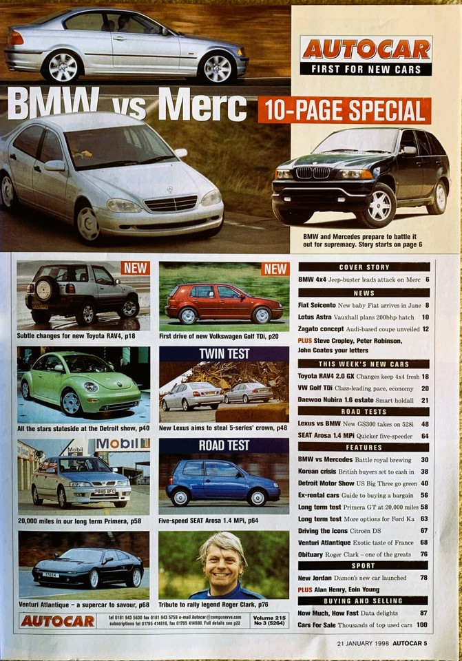 AUTOCAR MAGAZINE 21-JAN-98 - Venturi Atlantique, BMW 528i E39, Lexus ...