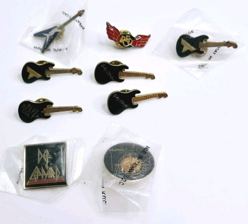 Vtg 80s Lapel Pinback Concert Pins Def Leppard REO Billy Squier Blue ...
